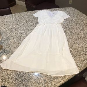 Wayf | Dresses | Wayf Blouson Midi Dress In White | Poshmark